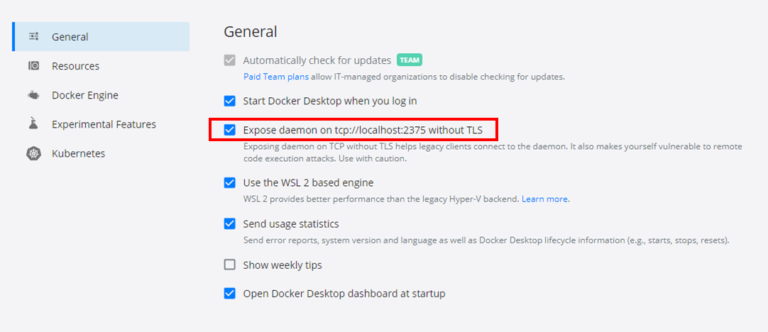 【Docker】エラー対処法：Unable to expose Docker API on 127.0.0.1:2375,[::1]:2375 on Windows 10. The port ...